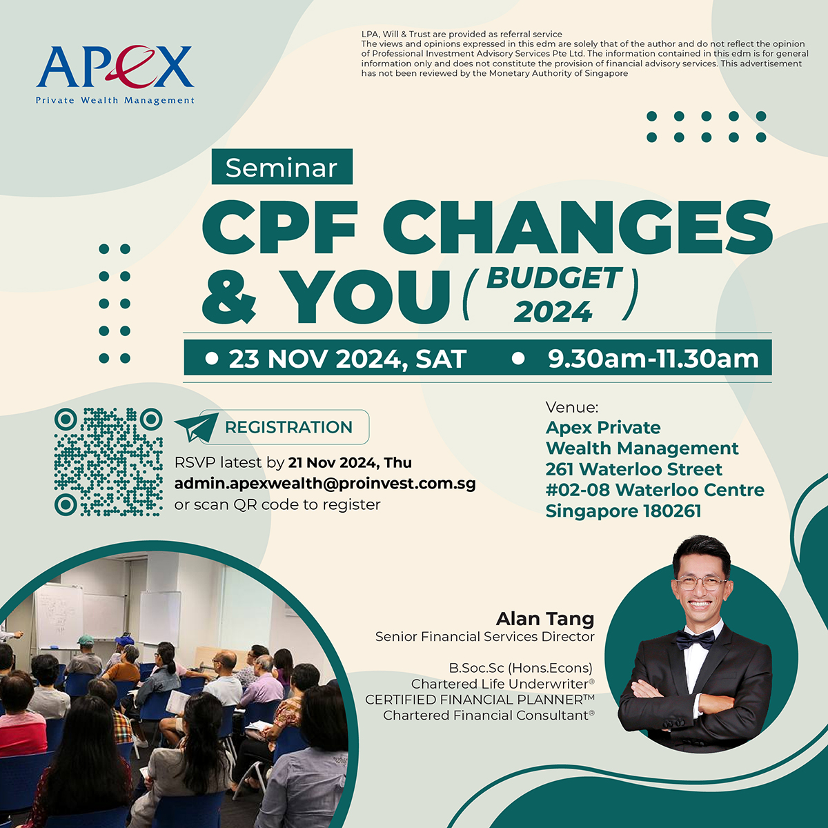 CPF Changes & You Seminar - 23 NOVEMBER 2024 - Apex Private Wealth Management